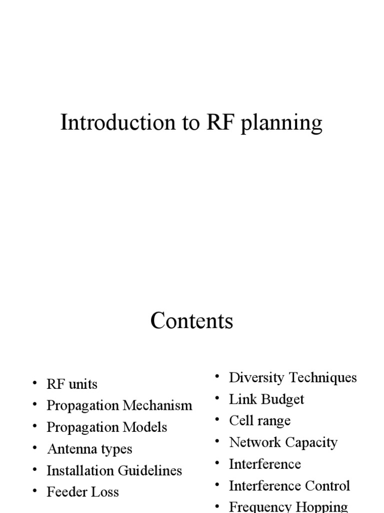Introduction To RF Planning | PDF | Radio | Antenna (Radio)