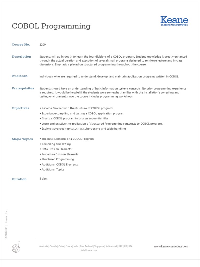 COBOL Programming: Course No | PDF | Information Technology Management | Computer Programming
