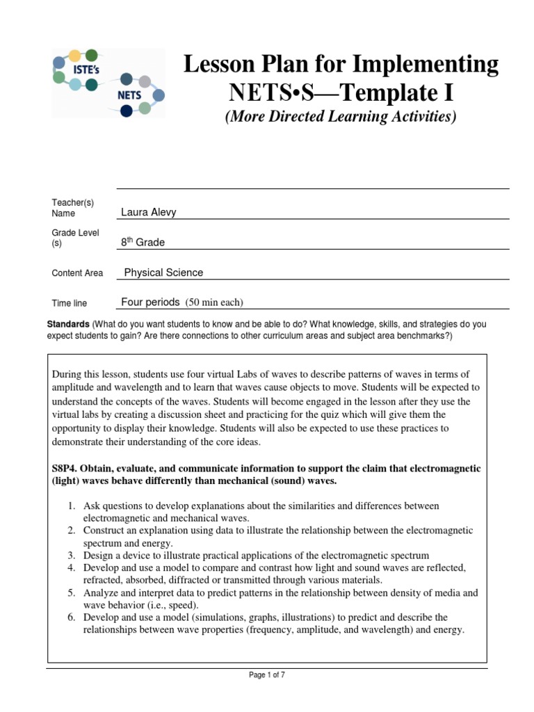 8th Grade Waves Lesson Plan | PDF | Waves | Inquiry