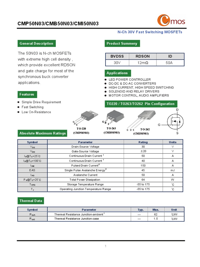 Data Sheet | PDF | Mosfet | Electrical Components