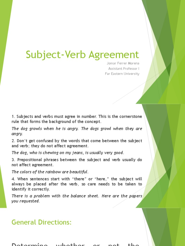 Subject-Verb Agreement Guide | PDF | Grammatical Number | Plural