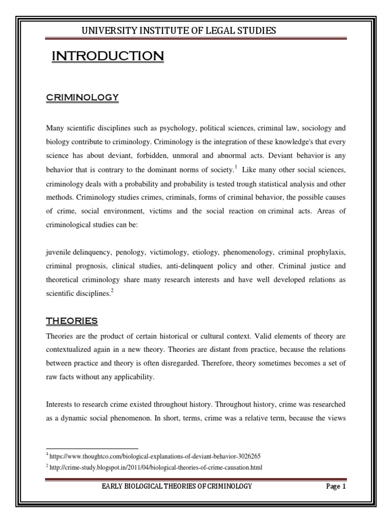 Early Biological Theories of Crime | Download Free PDF | Criminology ...