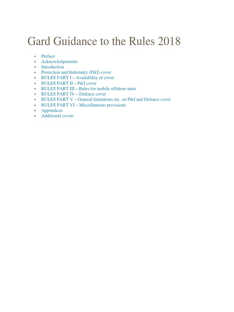 Gard Guidance To The Rules 2018 | PDF | Insurance | Business