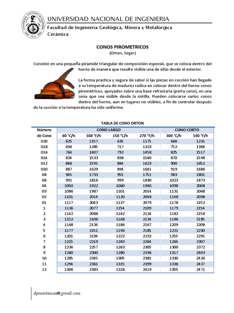 Tabla de Conos Pirométricos Orton y Seger | PDF | Naturaleza