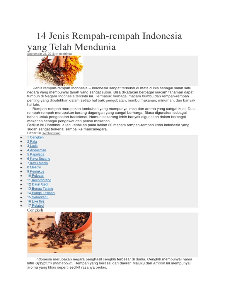 14 Jenis Rempah | PDF