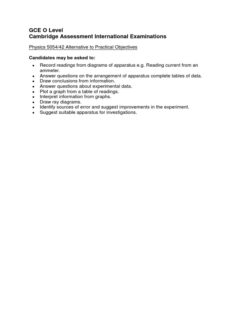 GCE O Level Physics Practical Guide | PDF