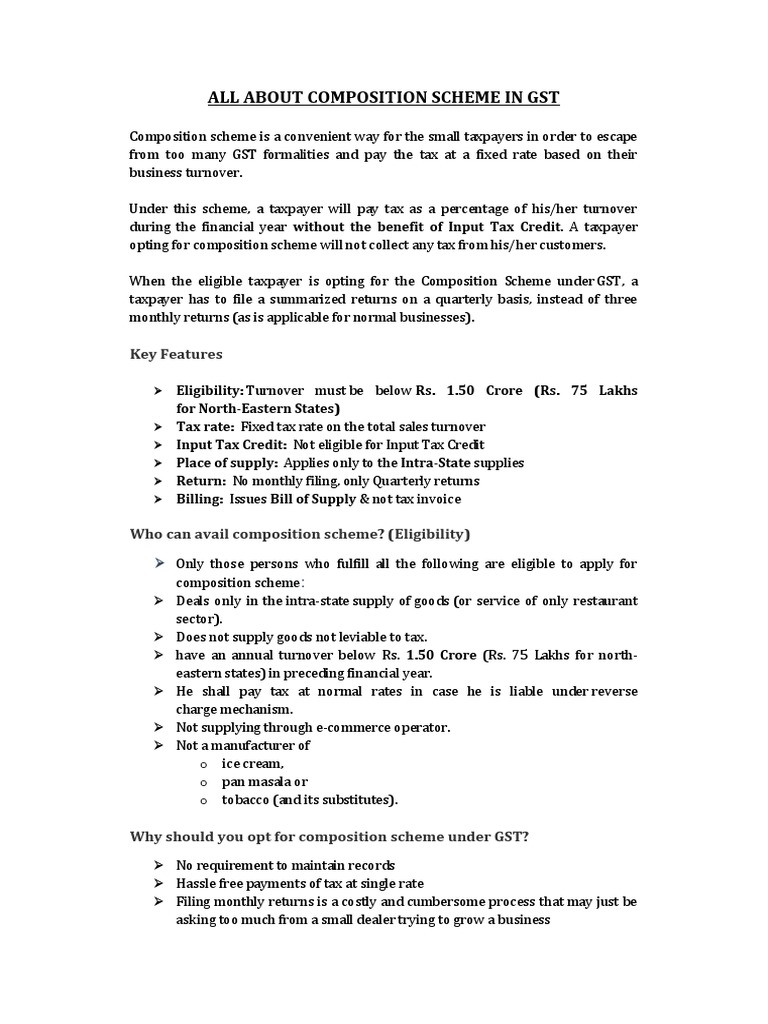 GST Composition Scheme Guide | PDF | Invoice | Taxes