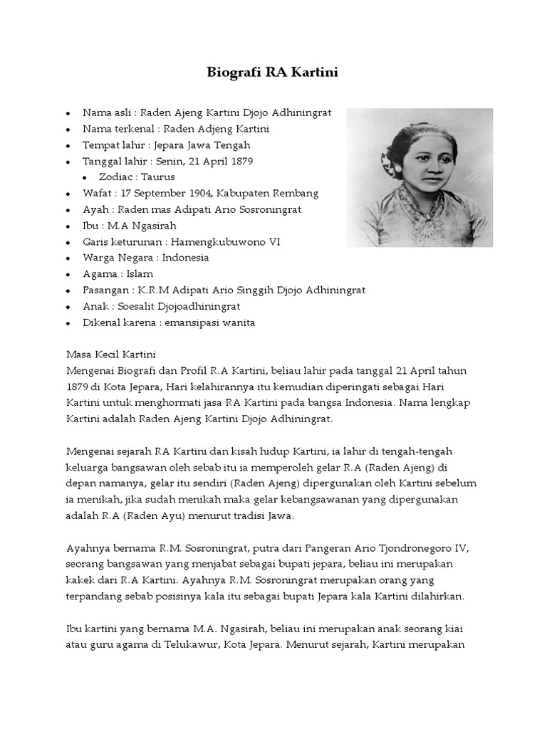 Biografi RA Kartini | PDF
