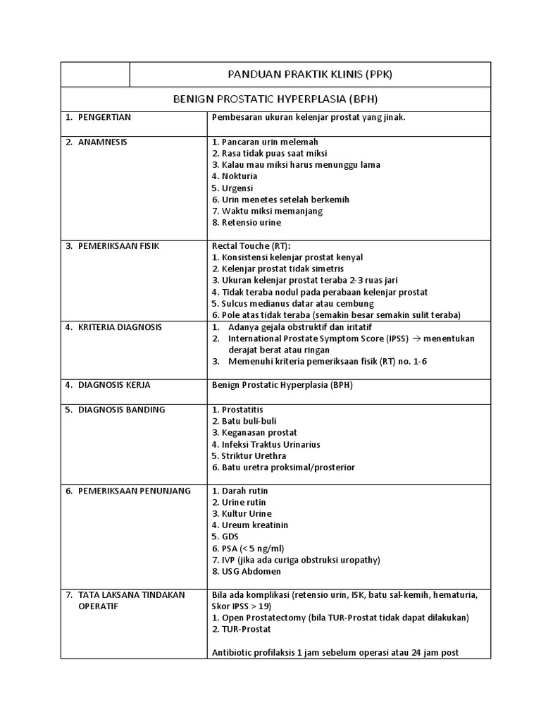 Panduan Praktik Klinis (PPK) BPH | PDF