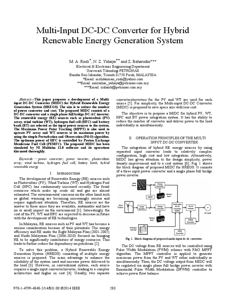Multi Input DC DC Converter | PDF | Power Inverter | Photovoltaics