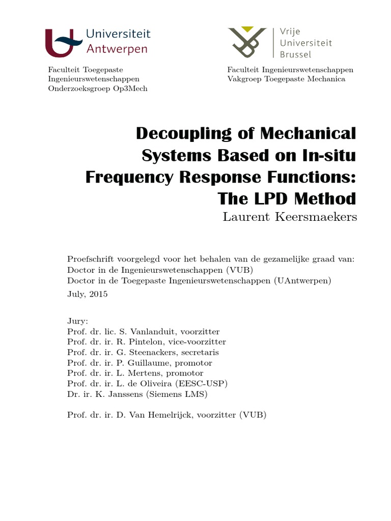 PHD - Laurent - Keersmaekers - Decoupling of Mechanical Systems Based On In-Situ Frequency ...