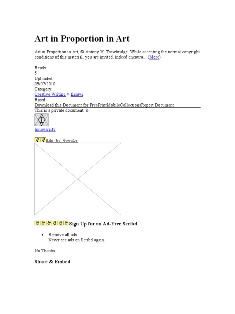 Art in Proportion in Art: Sign Up For An Ad-Free Scribd | PDF