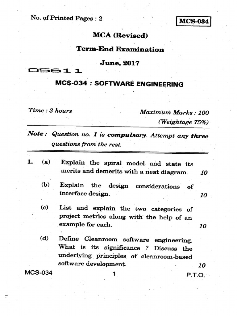 Mcs-034: Software Engineering | PDF