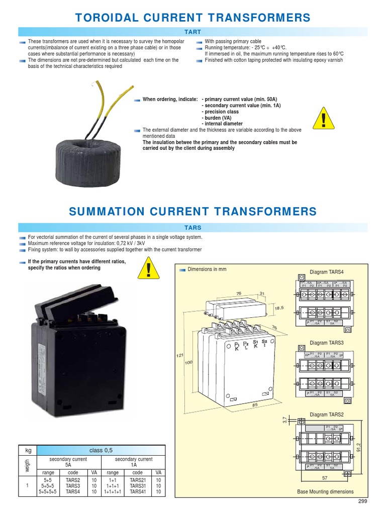 Toroidal Current Transformers: KG Class 0,5 | PDF | Transformer ...