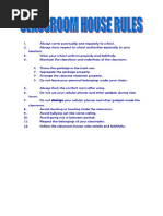 Classroom House Rules | PDF