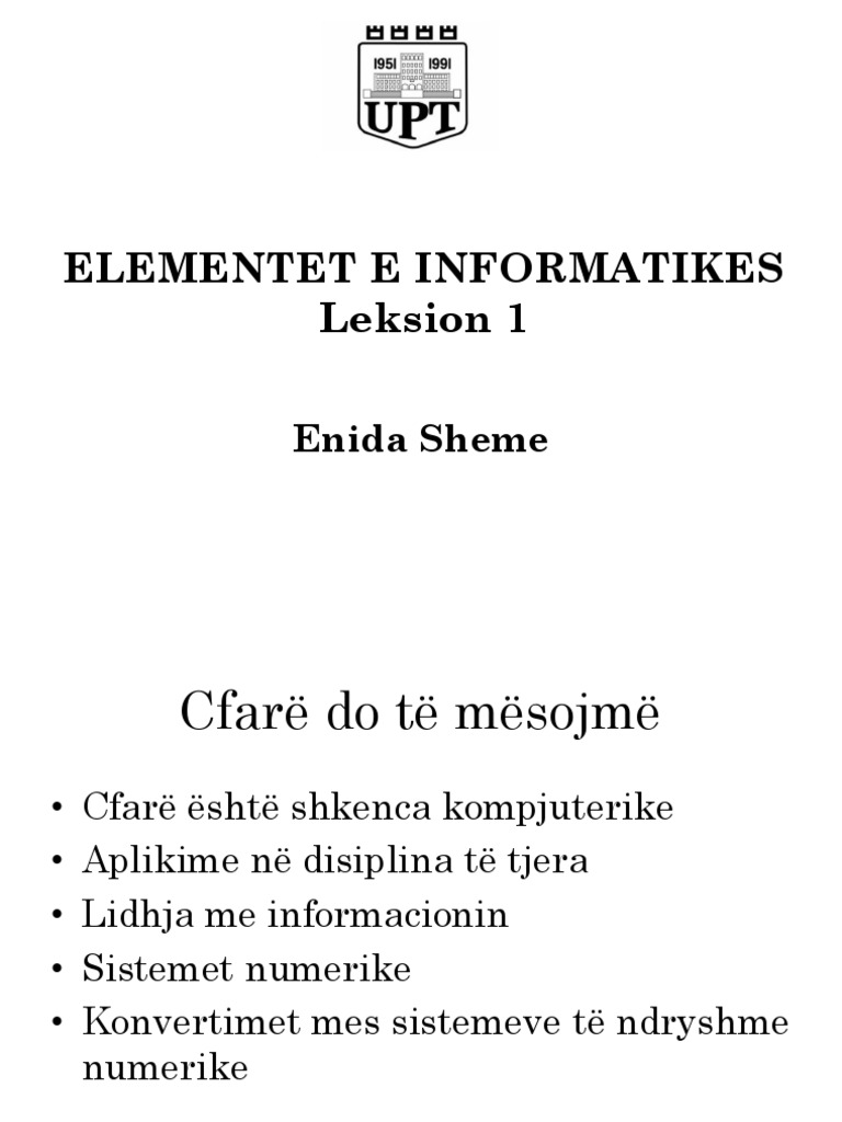 1 Hyrje, Sistemet Numerike, Konvertimet | PDF