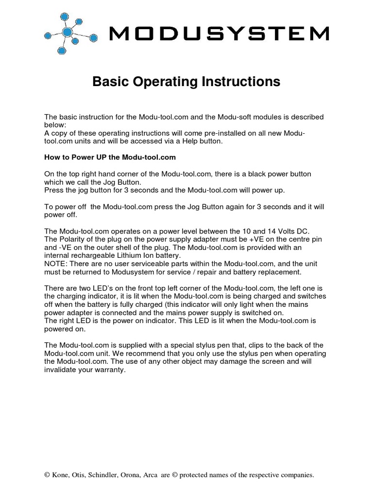 Modu-Tool Basic Operating Instructions PDF | PDF | Electrical Connector | Computer Engineering