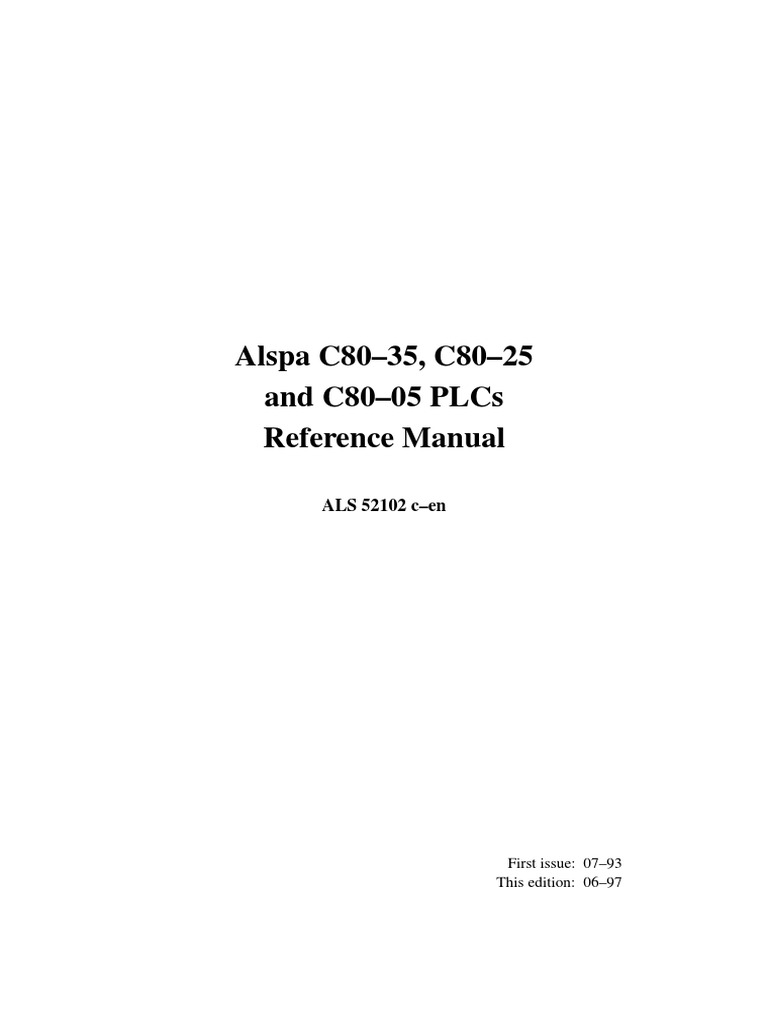 Alspa c80-35 Programming Manual | PDF | Programmable Logic Controller ...