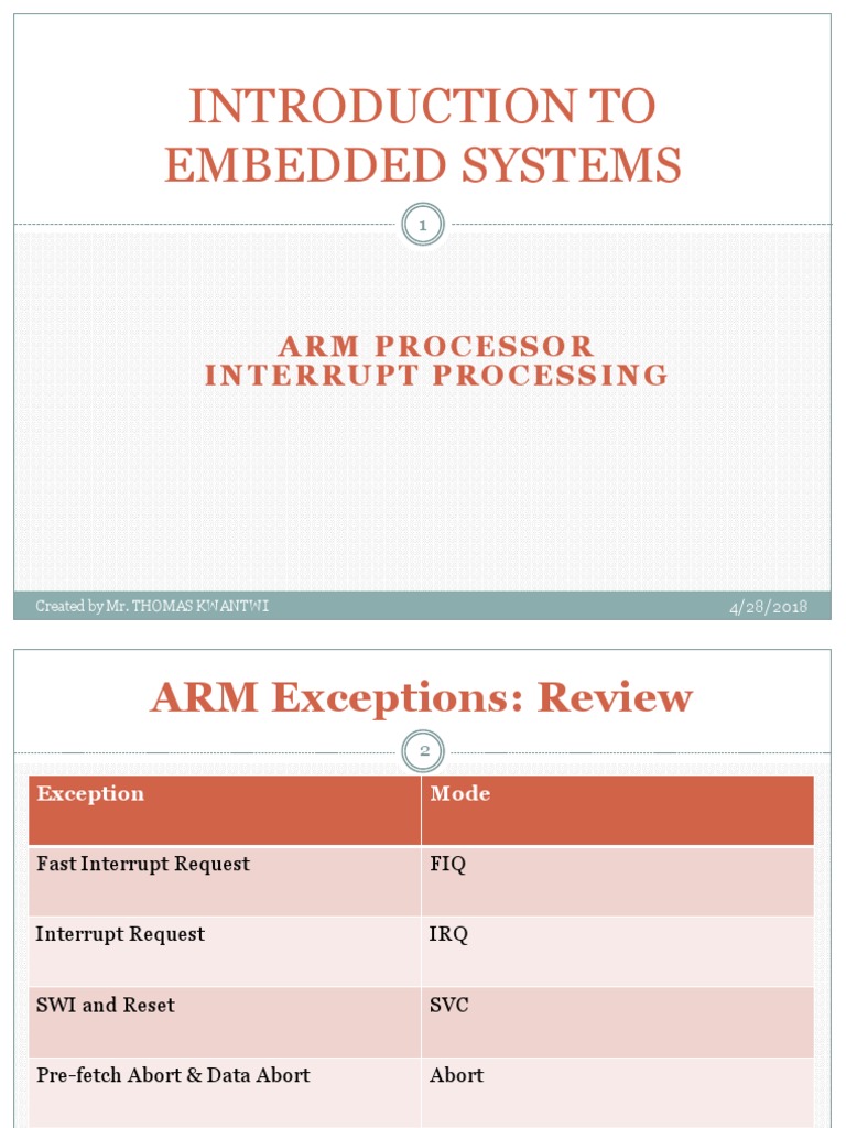 ARM Interrupt Processing | PDF | Arm Architecture | Central Processing Unit