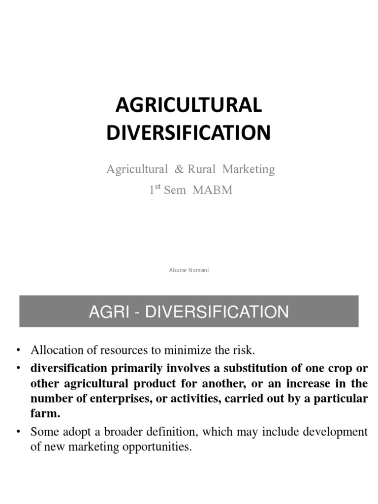 Agricultural Diversification Strategies | PDF | Farms | Agriculture