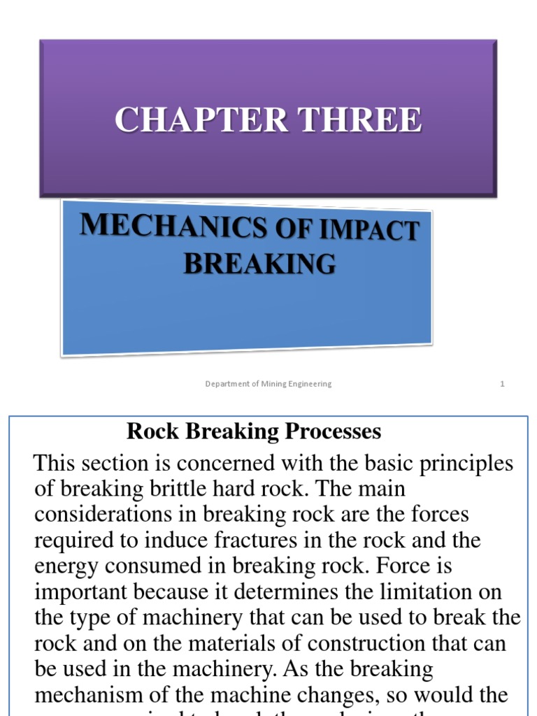 Chapter Three: 1 Department of Mining Engineering | PDF | Machines | Mining