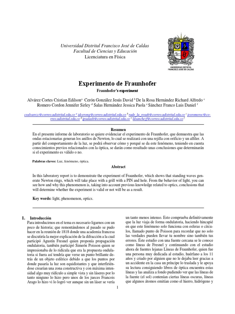 Experimento de Fraunhofer | PDF | Difracción | Olas