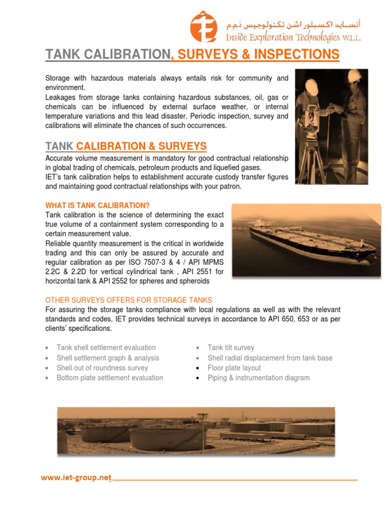 Tank Calibration:, Surveys & Inspections | PDF | Calibration | Applied ...