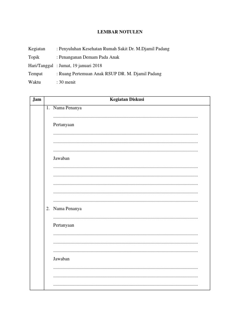 Lembar Notulen | PDF