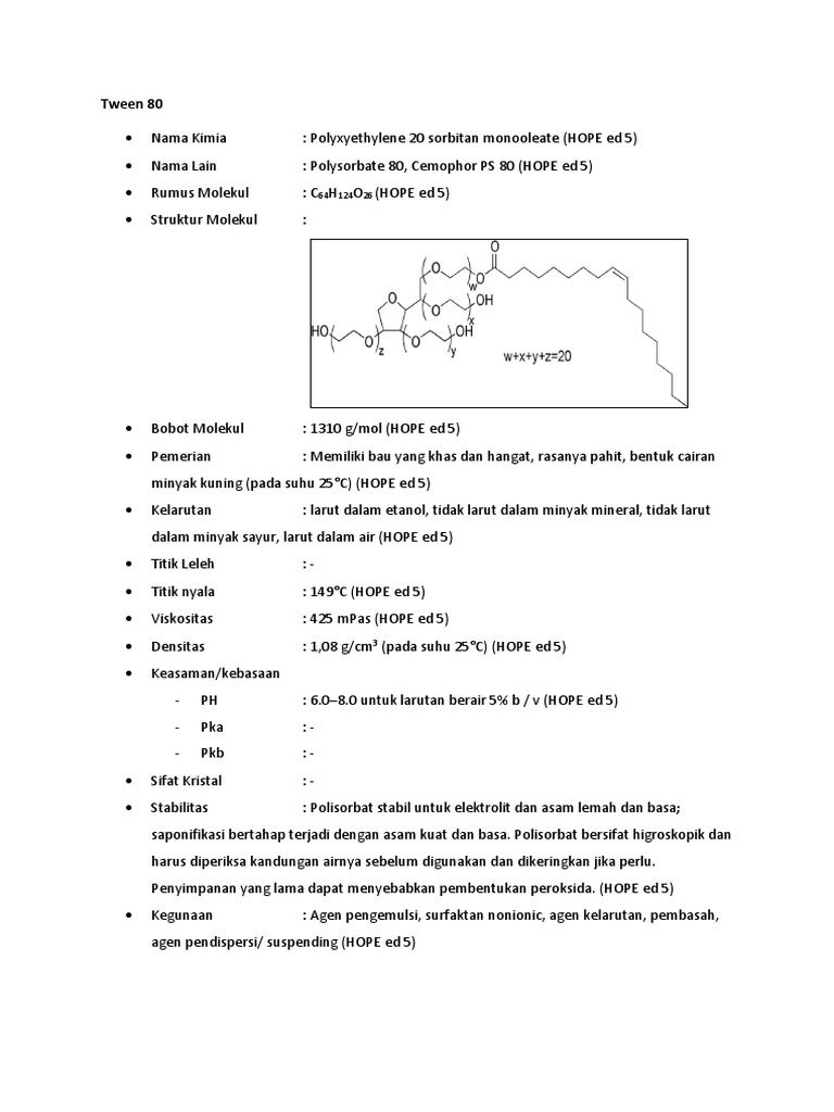 Karakteristik Tween 80 & Span 80 | PDF