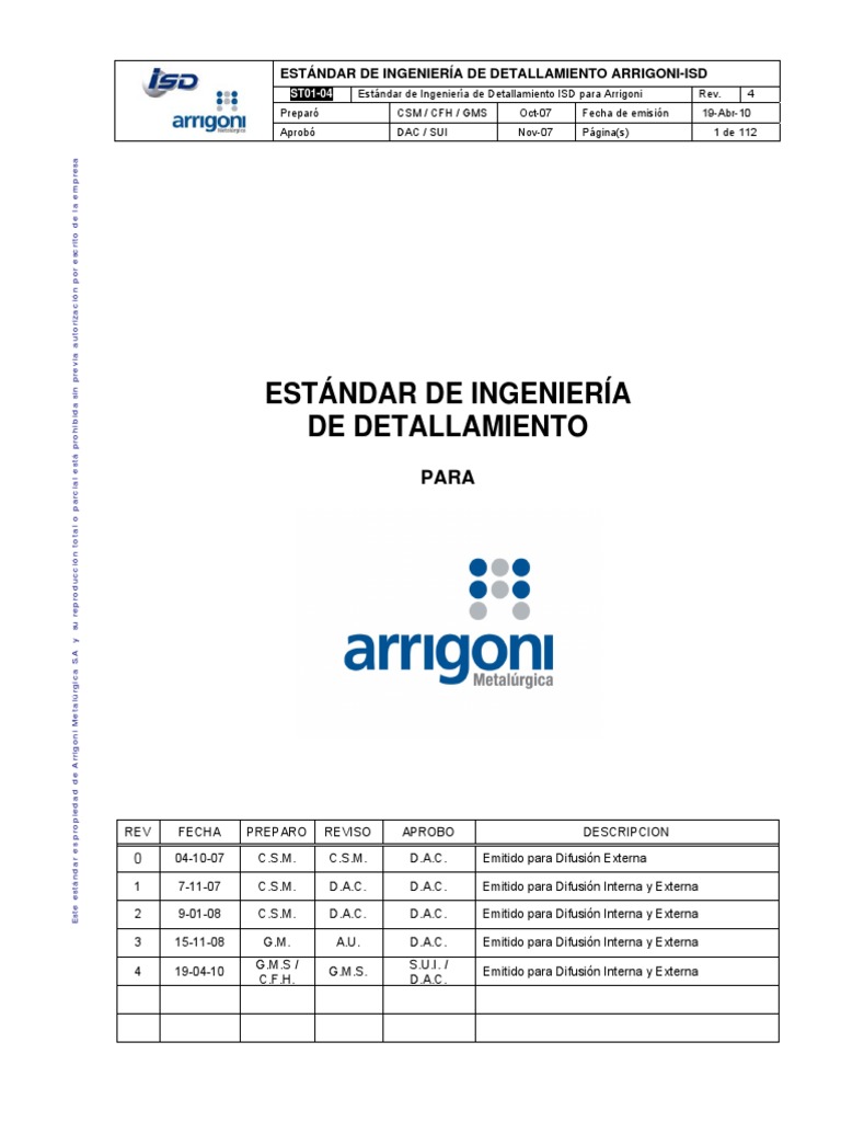 Est Ndar de Arrigoni para Detallamiento | PDF | Acero | Software