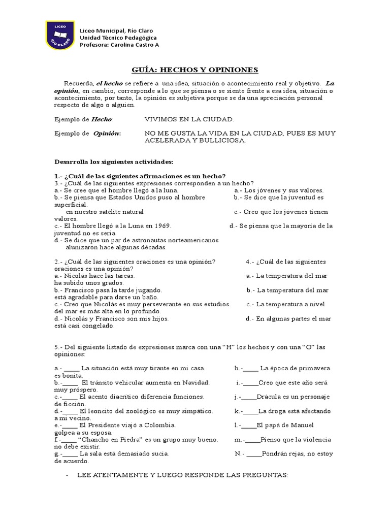 Guía de Hechos y Opiniones | PDF | Luna | Naturaleza