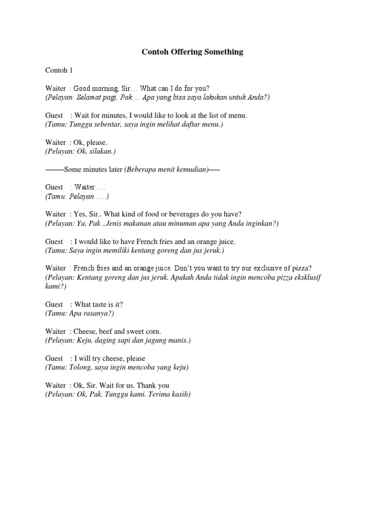 Contoh Offering Something | PDF