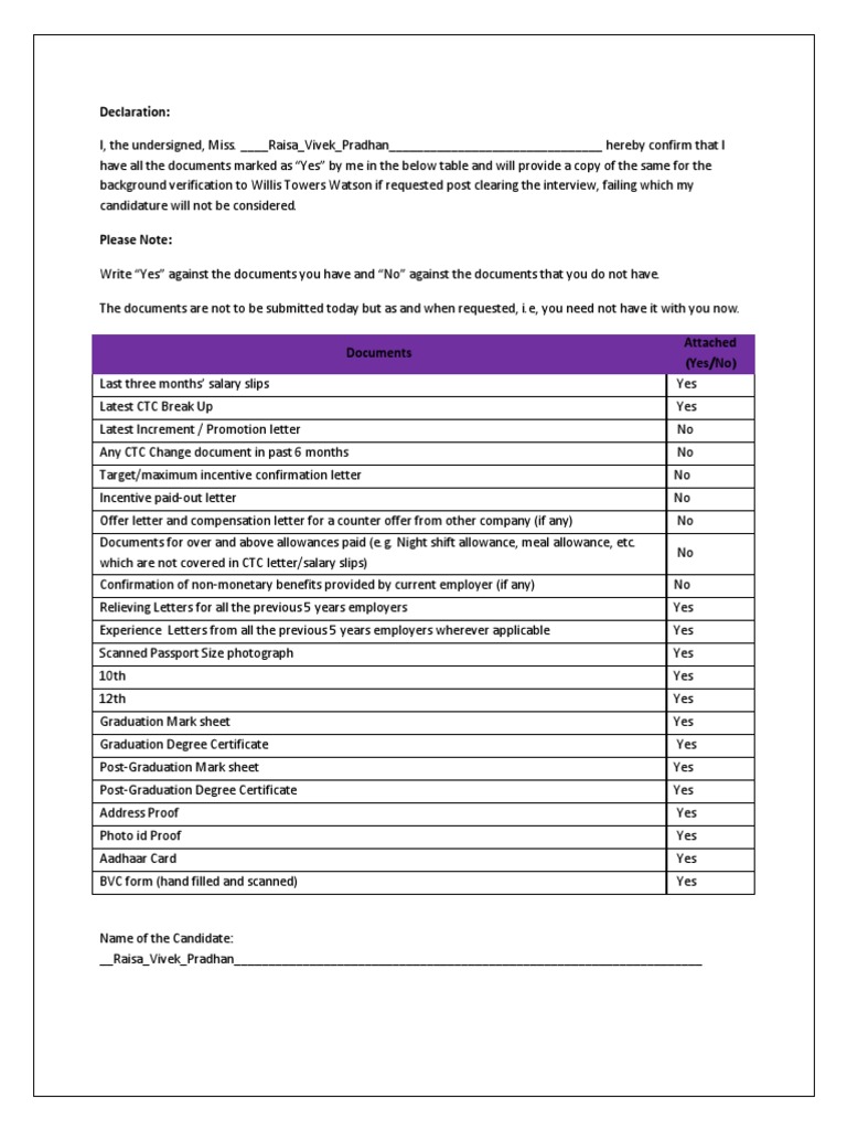 Candidate Document Checklist | PDF | Government And Personhood ...