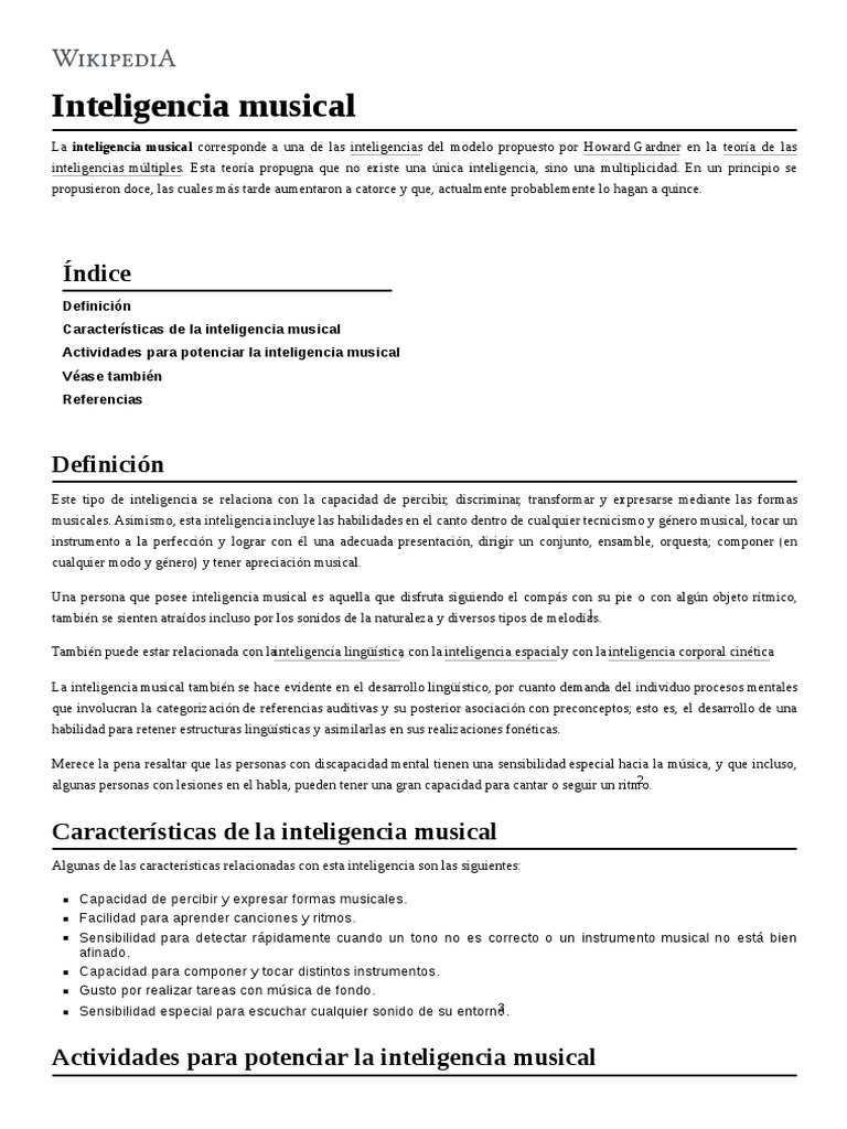 Inteligencia Musical | PDF | Ritmo | Conceptos psicologicos