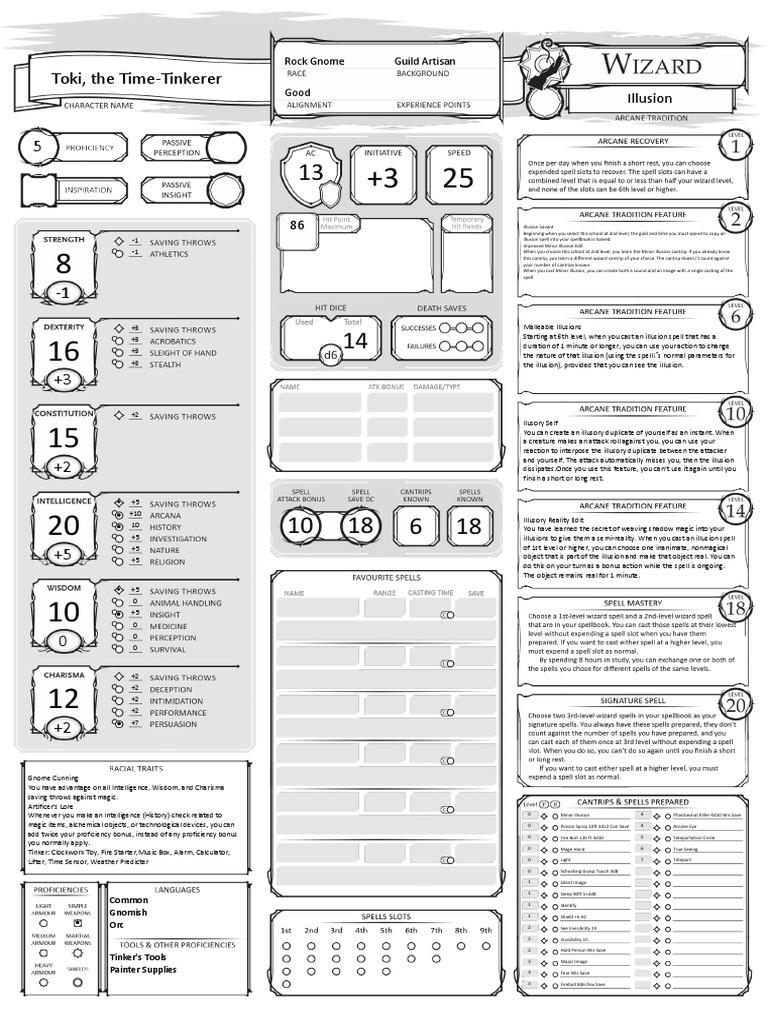 456029-Class Character Sheet Wizard V1.2 Fillable | PDF | Fantasy | Leisure