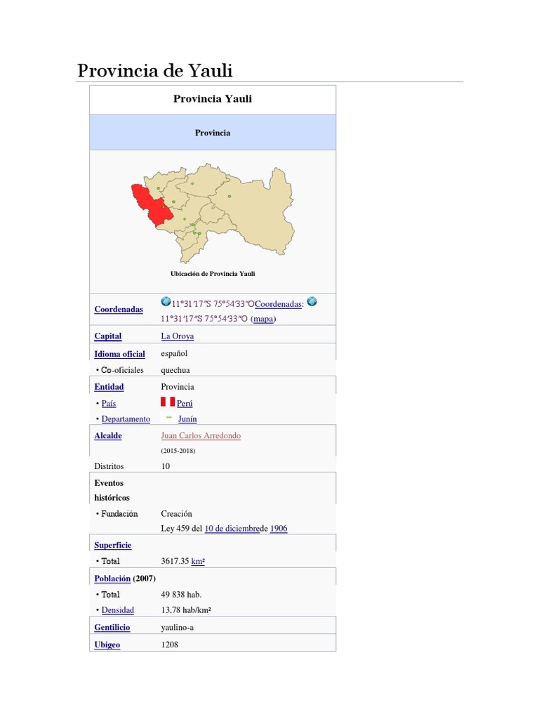 Provincia de Yauli | PDF | Perú | Gobierno