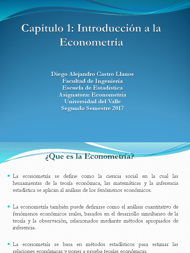 Clase No 1. Introducción A La Econometría | PDF | Econometría | Estadísticas