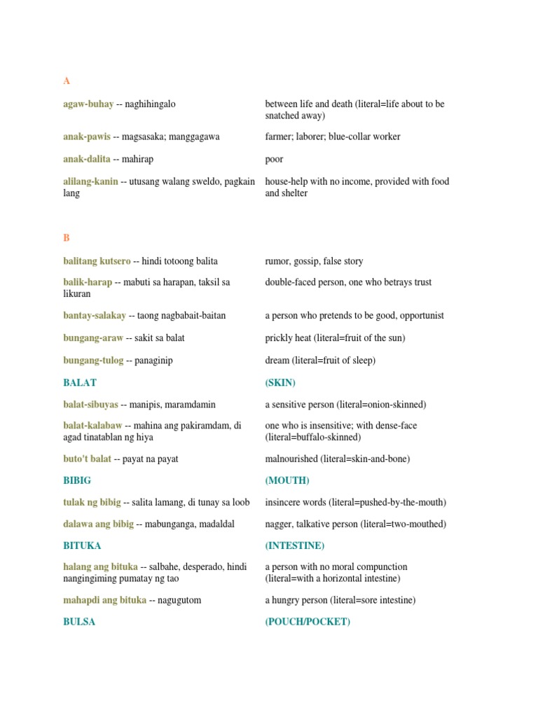 Filipino Idioms | PDF