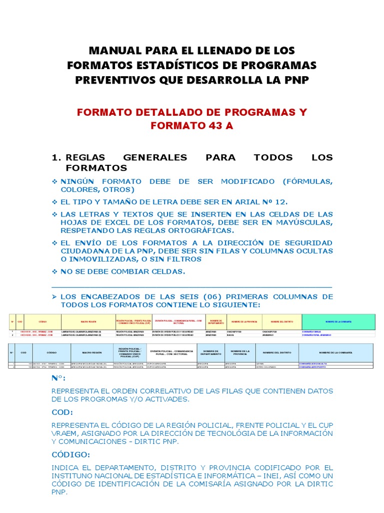Manual para El Llenado de Los Formatos Estadísticos de Los Programas Preventivos 2 | PDF ...