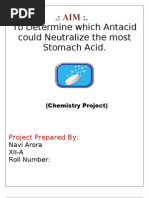 Chemistry Investigatory Project On Antacids. | PDF | Heartburn | Stomach