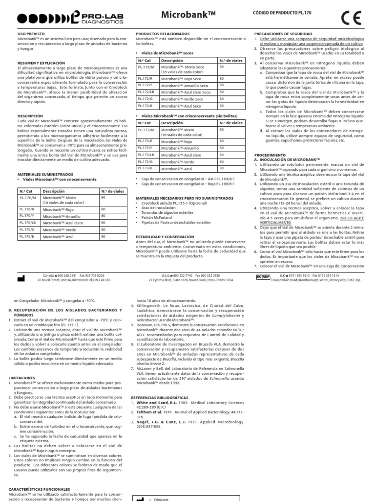 Microbank™ Spanish | PDF | Aluminio | Microbiología