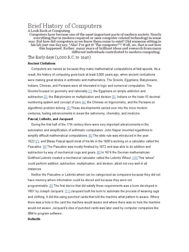 Brief History of Computers | Download Free PDF | Operating System ...