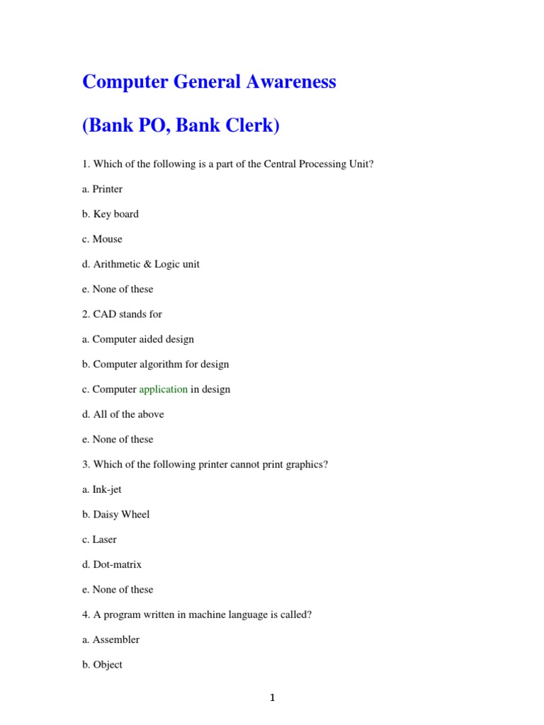 Computer General Awareness | PDF | Personal Computers | Bios