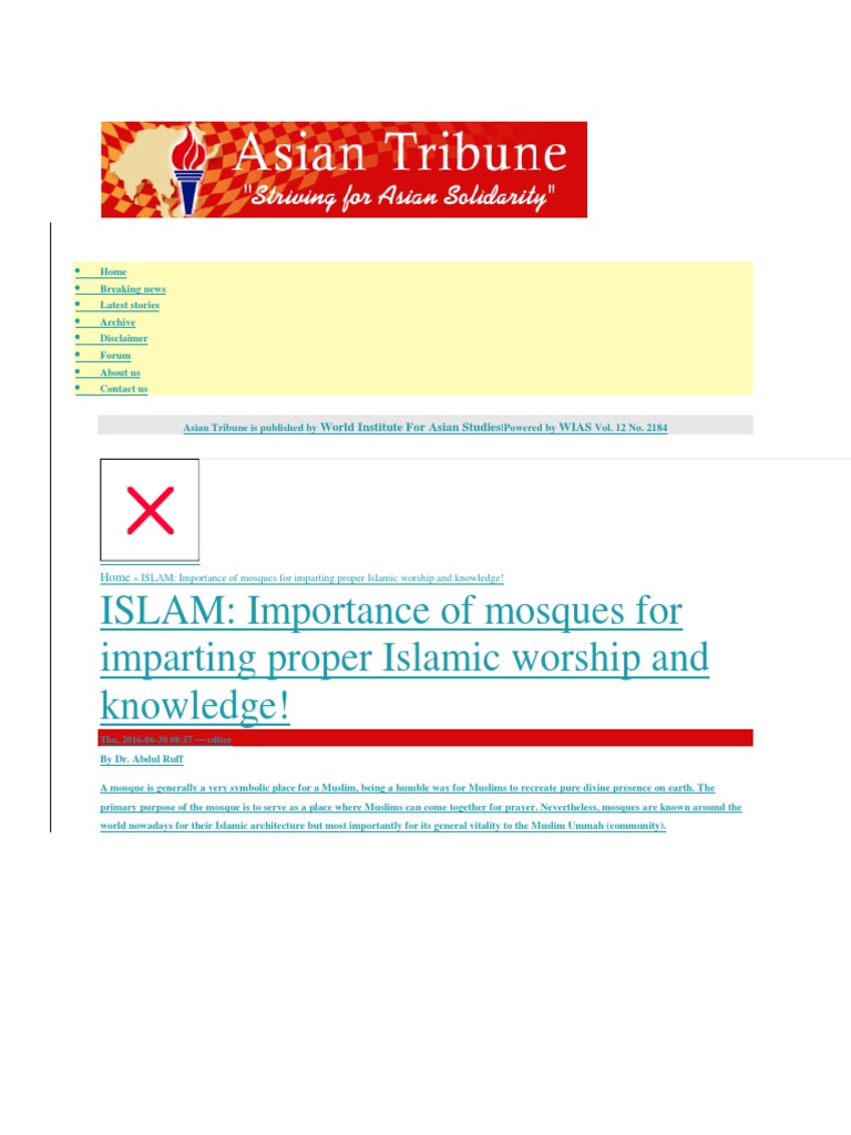 ISLAM: Importance of Mosques For Imparting Proper Islamic Worship and ...