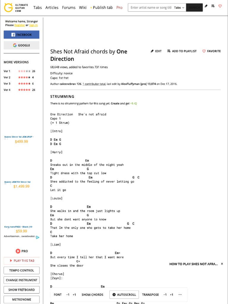 Not Afraid Guitar Chords