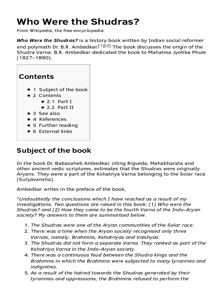 Who Were The Shudras | PDF | Indian Religions | Hindu Literature