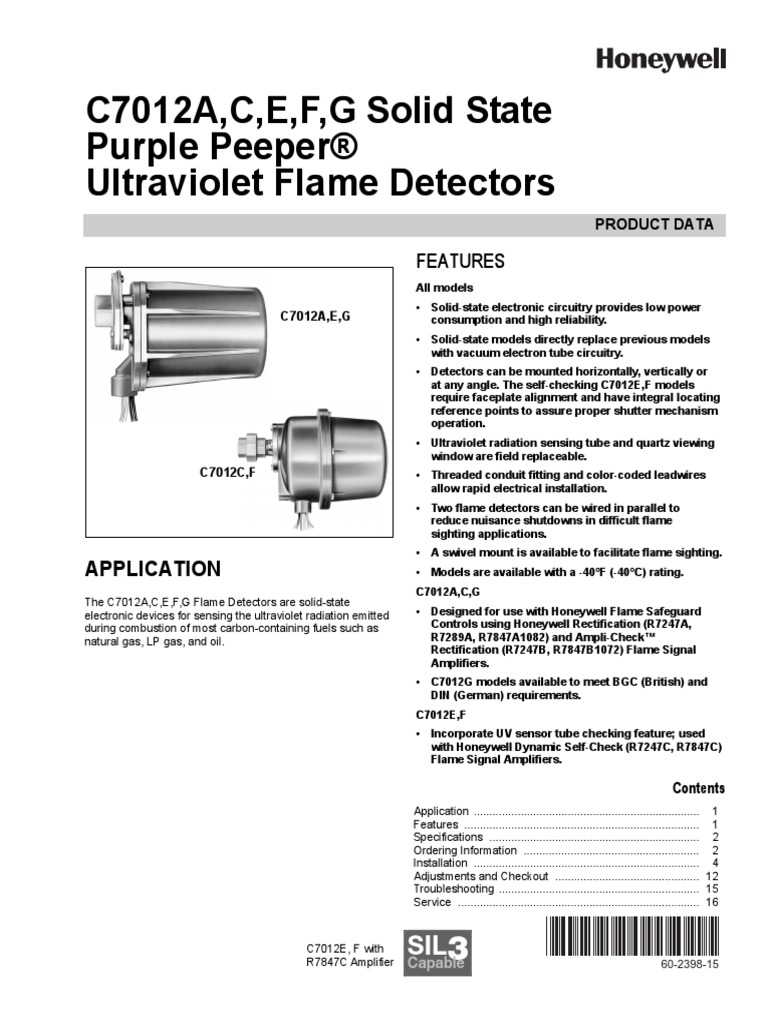 Sensor de Llama Honeywell C7012 Purple Peeper | PDF | Pipe (Fluid ...