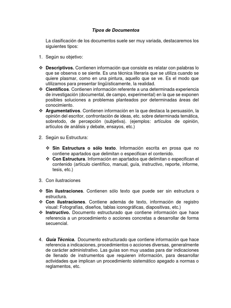 Tipos de Documentos. | PDF | Certeza | Información