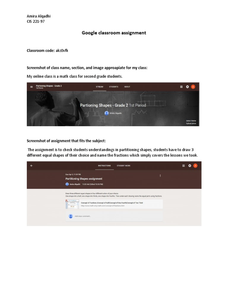 Google Classroom Assignment | PDF