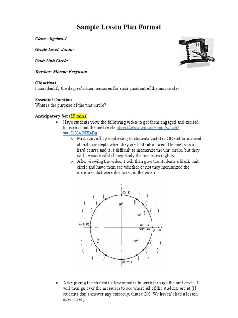 Sample Lesson Plan Format: Class: Algebra 2 Grade Level: Junior Unit ...